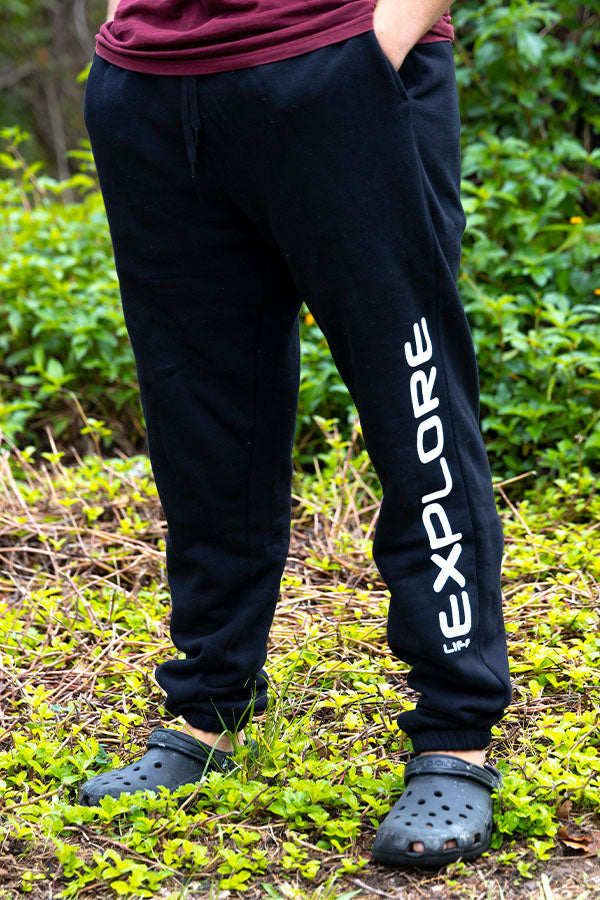 Explore Stretch Logo Track Pants - Black – The Explore Life